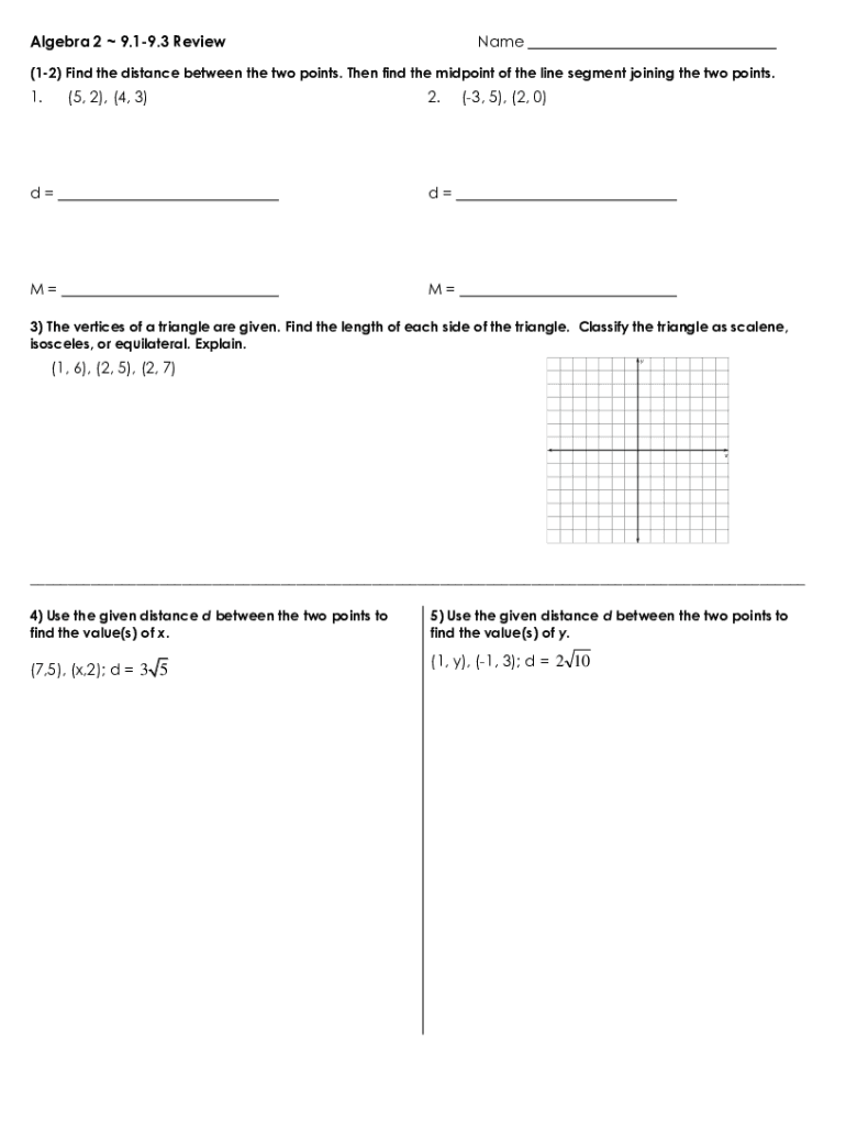 Fillable Online Find the distance between the two points. Then then find the Fax Email Print ...