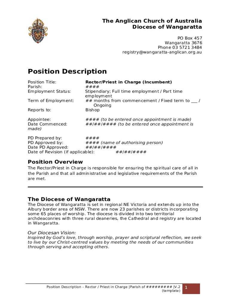position description templaterector/priest in charge Doc Template ...