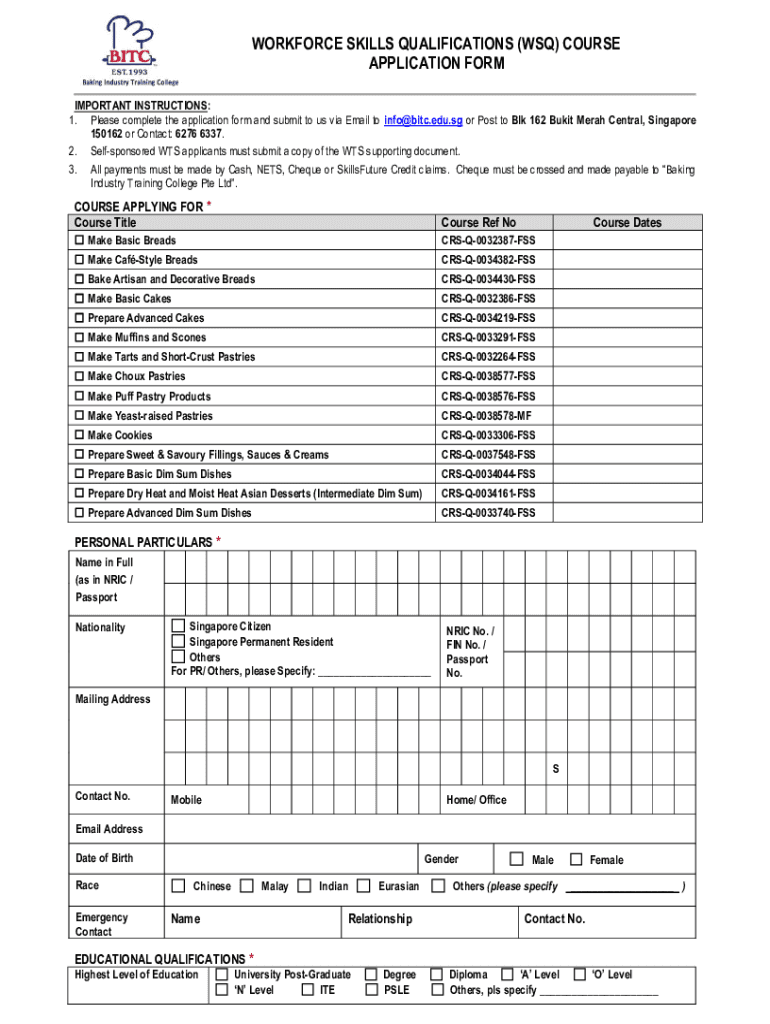 Fillable Online Guide To SkillsFuture WSQ Courses & Credits Claim Fax Email Print - pdfFiller