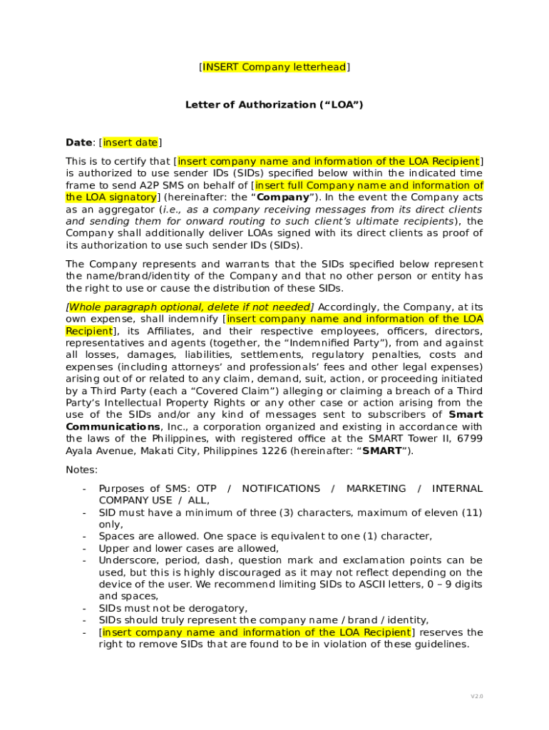 Indonesia Letter of Authorization (LOA) guidelines Doc Template | pdfFiller
