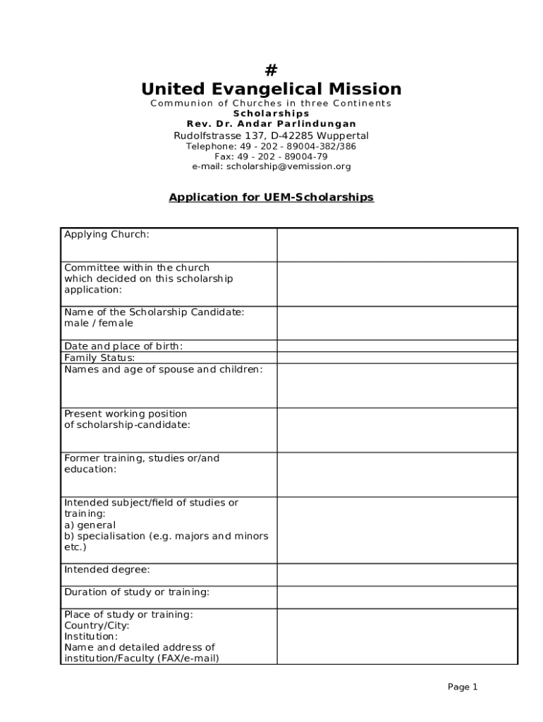 Guidelines on the UEM Scholarship Programme Doc Template | pdfFiller