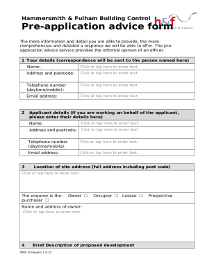 PreApplication Advice Application Doc Template | pdfFiller