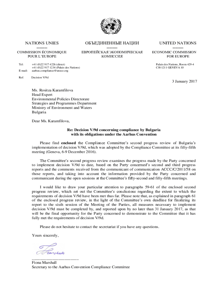 Fillable Online Secretariat of the Aarhus Convention and its Protocol ...