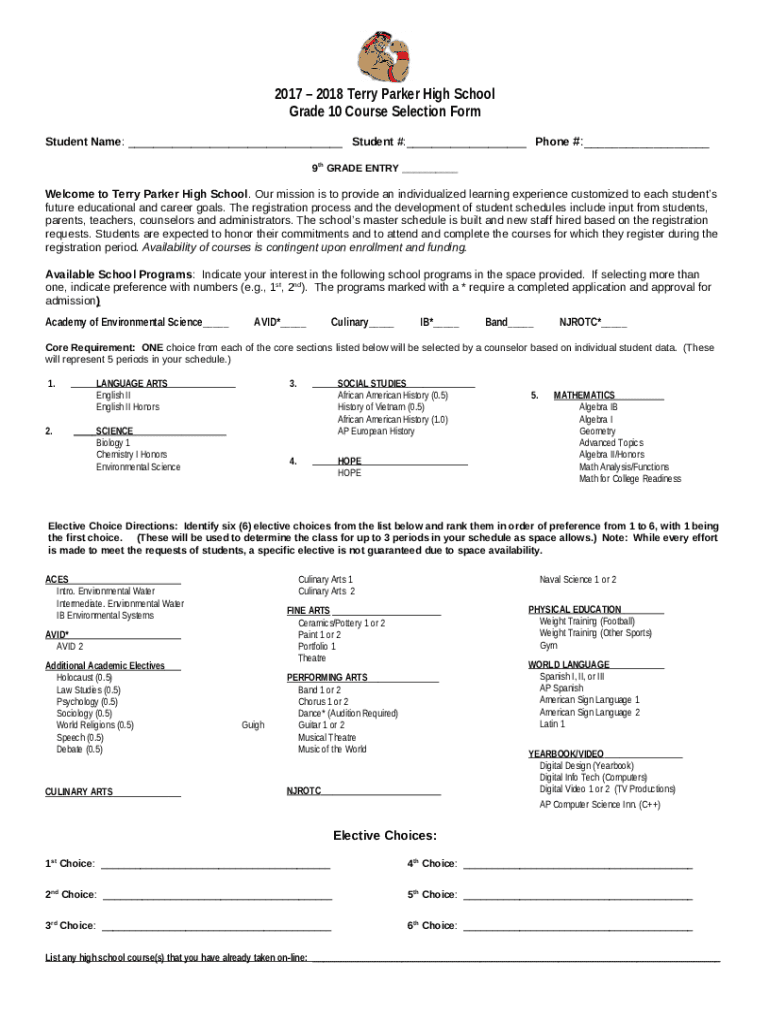 Terry Parker High School Staff Directory Doc Template | pdfFiller