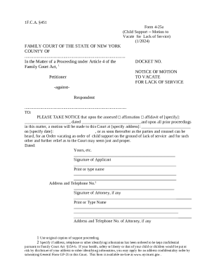 FCA 451 4-25a (Child Support -- Motion to Vacate ... Doc Template | pdfFiller