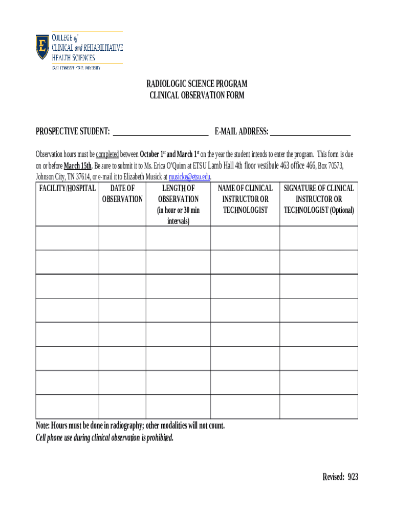 DIVISION OF RADIOLOGIC SCIENCES AND THERAPY Doc Template | pdfFiller