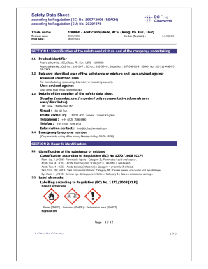 Fillable Online Safety Data Sheet: Acetic acid anhydride Fax Email ...