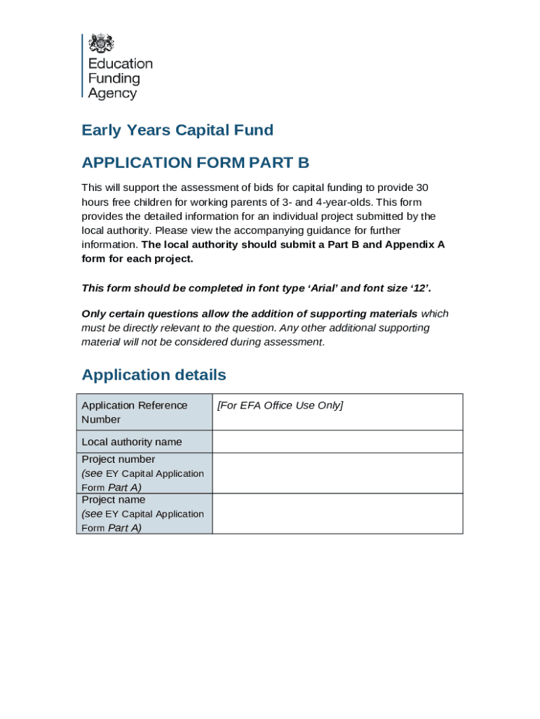 Early Years Capital Fund application part C individual ... Doc Template | pdfFiller
