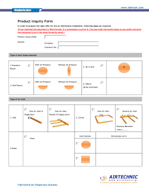 Fillable Online Product Inquiry Form Fax Email Print - pdfFiller