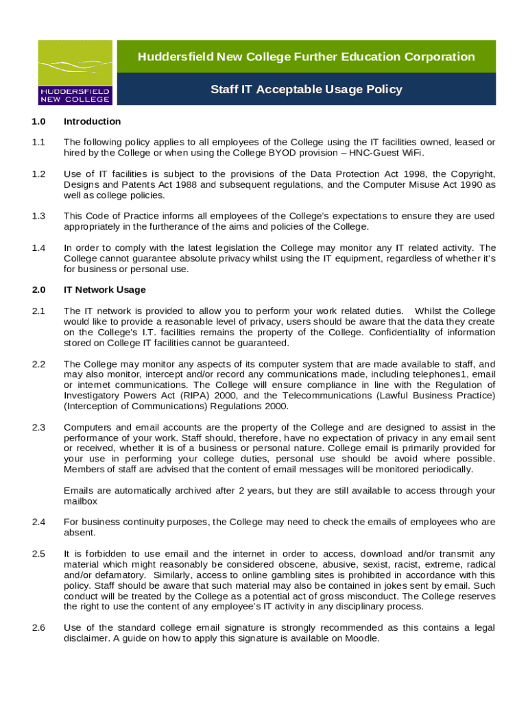 IT Acceptable and Safe use policy Doc Template | pdfFiller