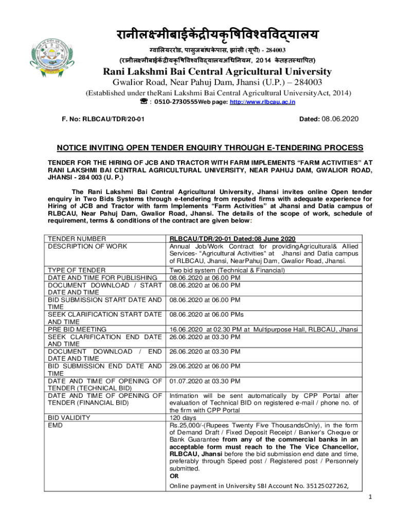 Fillable Online Rani Lakshmi Bai Central Agricultural University - , Jhansi Fax Email Print ...