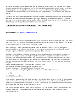 Fillable Online Landlord Inventory Template Free Download Fax Email ...