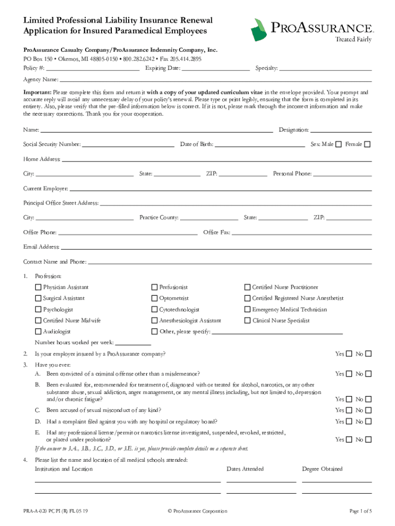 Fillable Online Medical Corporation Professional Liability ... Fax ...