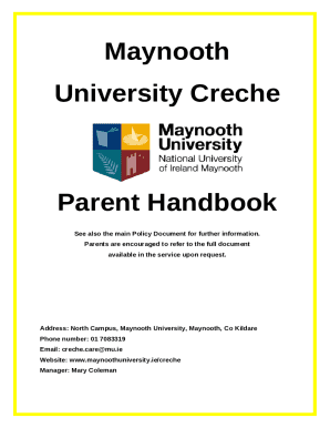 Maynooth University Creche Policies and Procedures Doc Template | pdfFiller