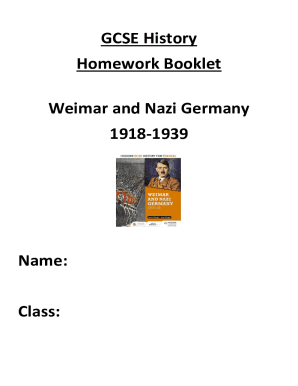 Fillable Online GCSE History Homework Booklet Weimar and Nazi ... Fax ...