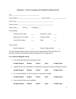 Sample Post-Course Student Service Learning Evaluation. ... Doc ...