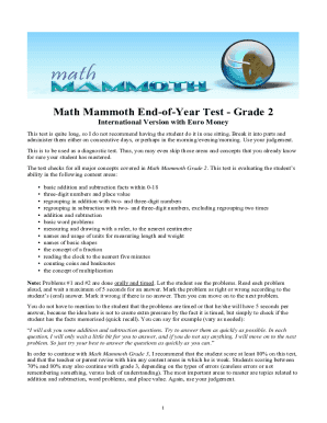 Fillable Online Math Mammoth End-of-Year Test - Grade 2 (version with ...