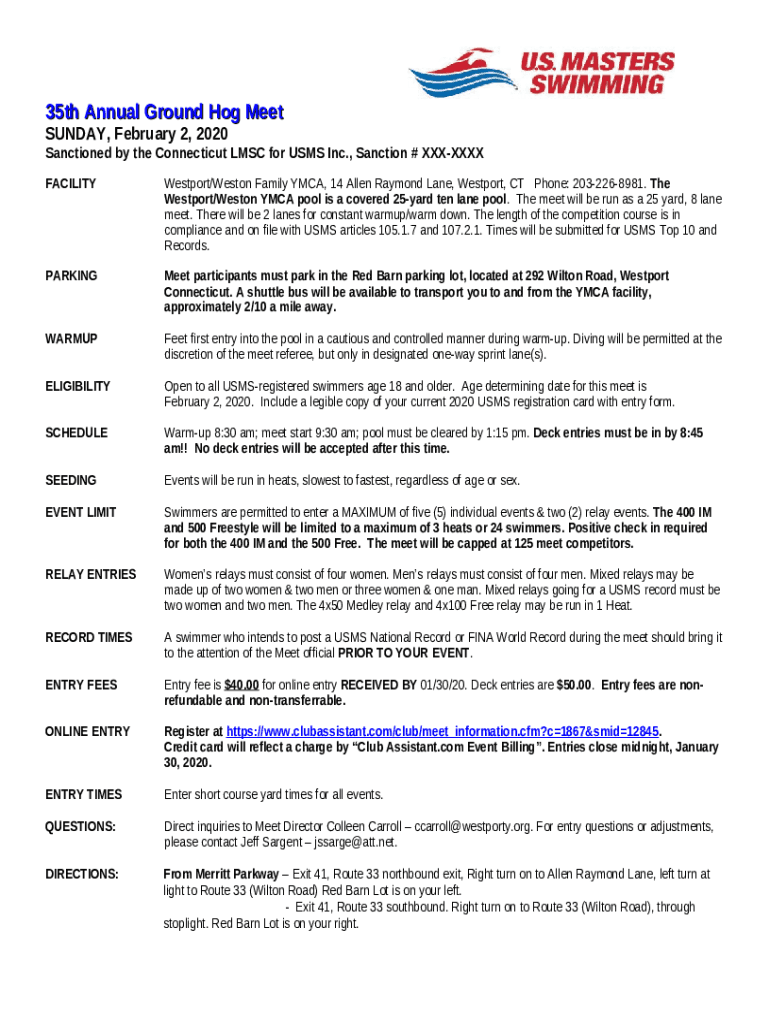 39th Annual Ground Hog Meet Doc Template | pdfFiller