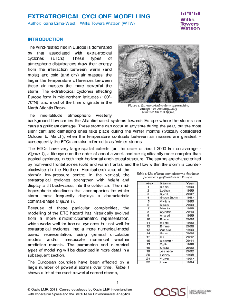 Fillable Online A review of past changes in extratropical cyclones in ...