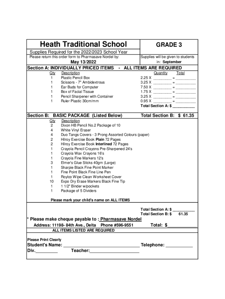 Fillable Online Section A: INDIVIDUALLY PRICED ITEMS Fax Email Print ...