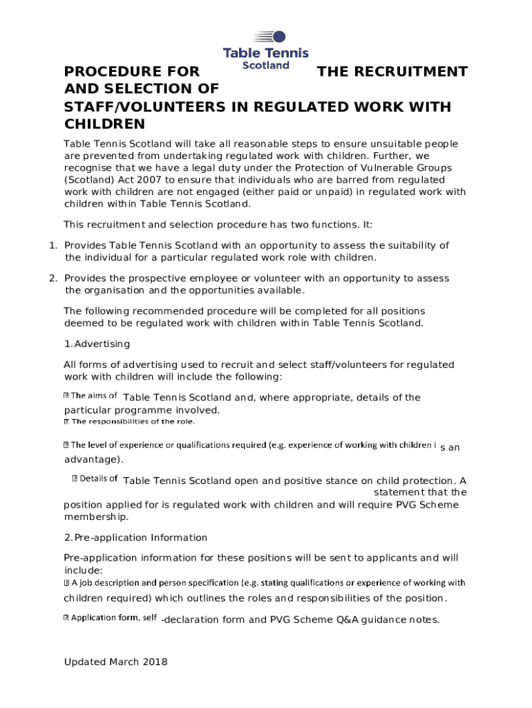 procedure for the recruitment and selection of staff ...