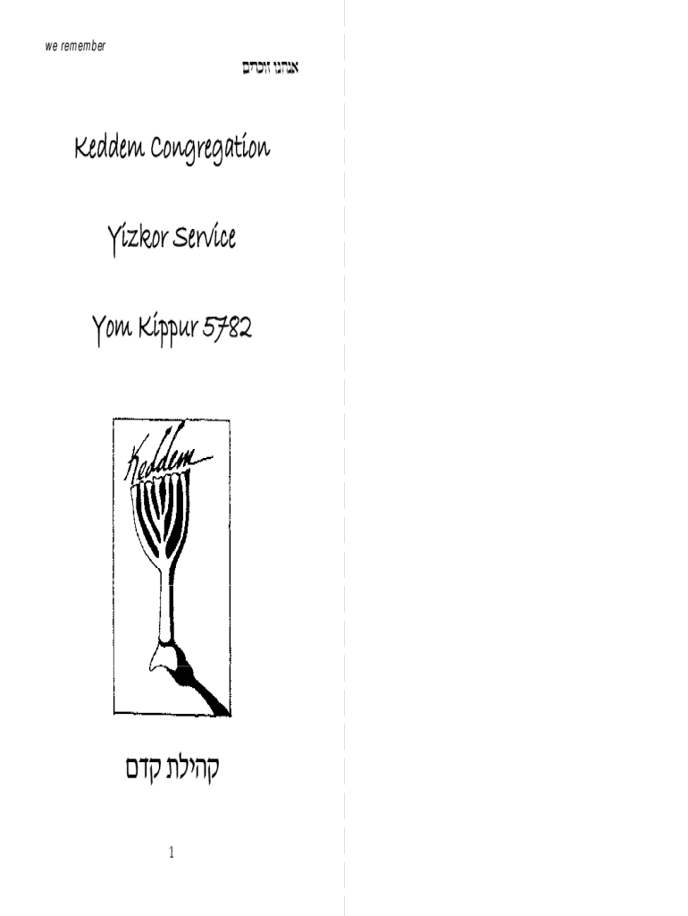 Fillable Online Yom Kippur Yizkor Memorial Book Fax Email Print - pdfFiller