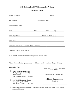 Fillable Online SUMMER DAY CAMP REGISTRATION FORM ... Fax Email Print - pdfFiller