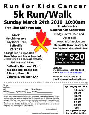 Fillable Online Kids Cancer 5 Km Fun Run/Walk Fax Email Print - pdfFiller