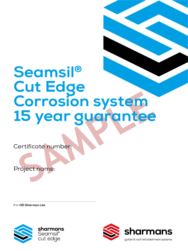 Fillable Online Seamsil Cut Edge Corrosion system 15 year guarantee Fax ...