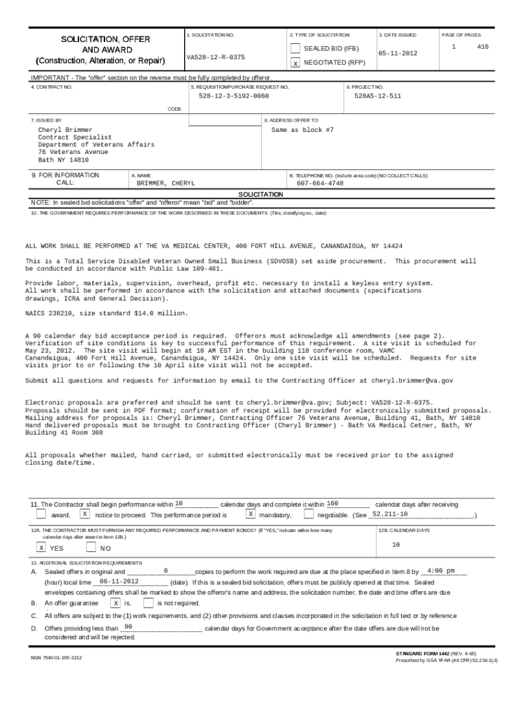 SECTION A - SOLICITATION/CONTRACT 4161 Doc Template | pdfFiller
