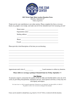 Fillable Online Upcoming Trivia Night and Silent Auction Fundraiser Fax ...