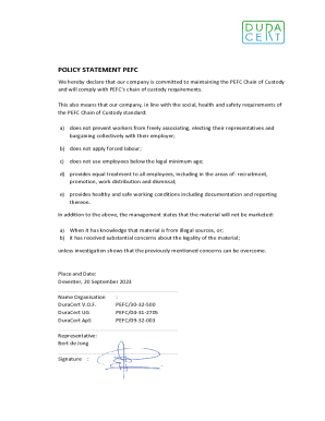 Fillable Online Sample FSC and PEFC Chain of Custody procedures ... Fax ...