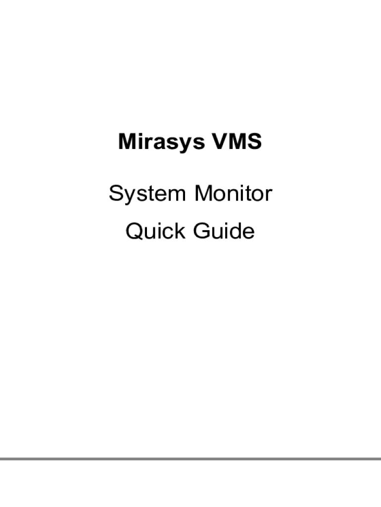 Fillable Online Mirasys NVR 6.4 System Monitor Quick Guide - En Fax ...