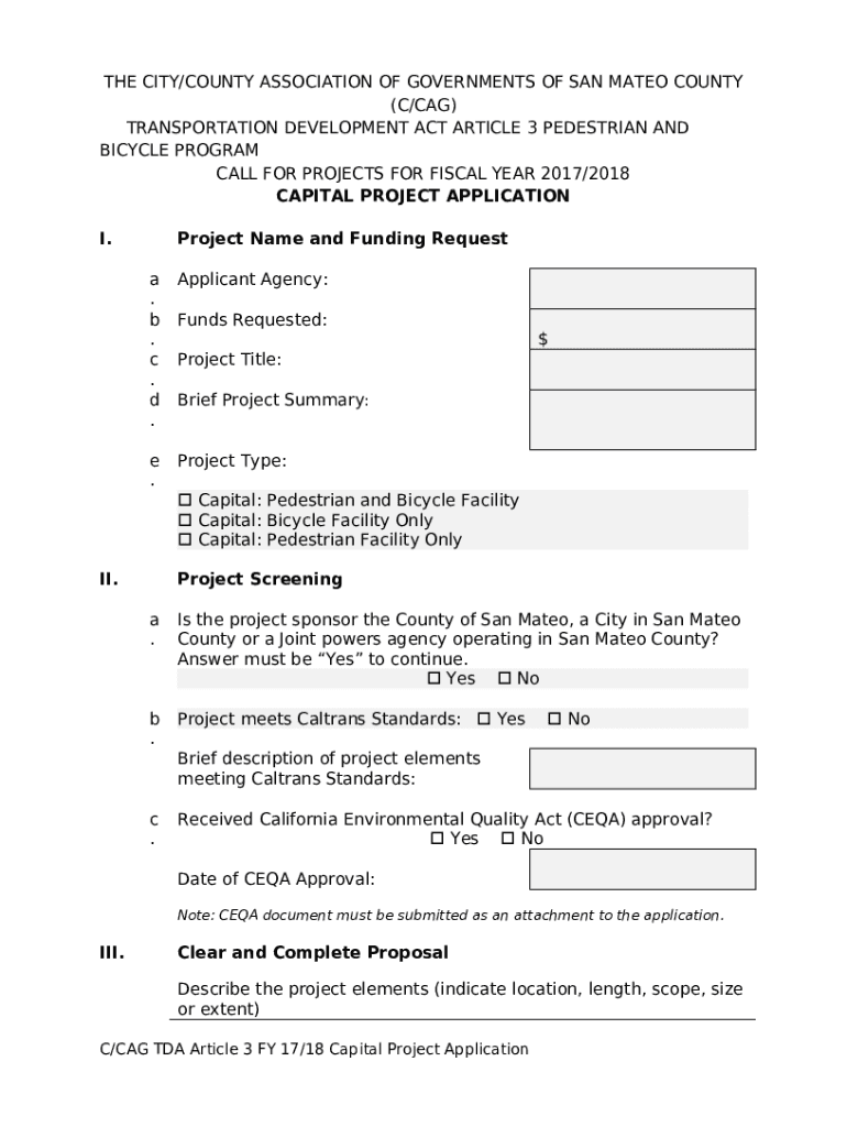 TDA Article 3 FY 17-18 Application Capital Projects - ccag ca Doc ...