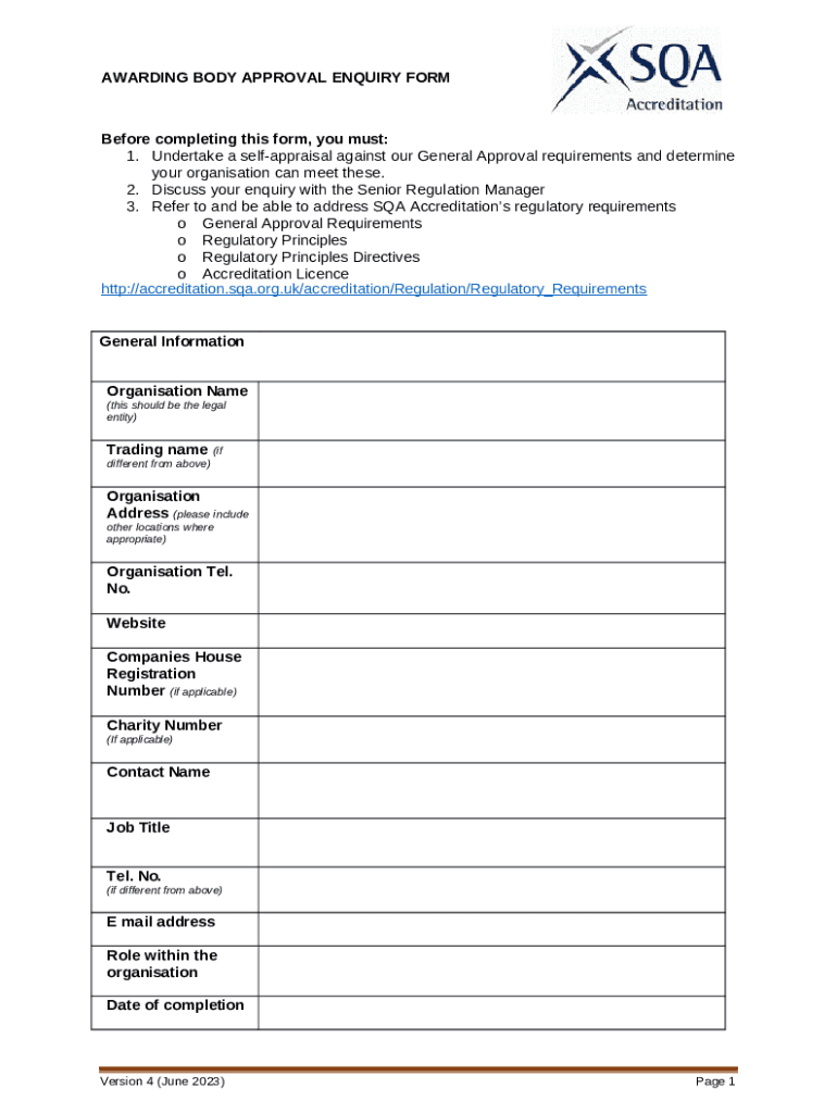 Awarding Body Approval Enquiry - accreditation sqa org Doc Template | pdfFiller