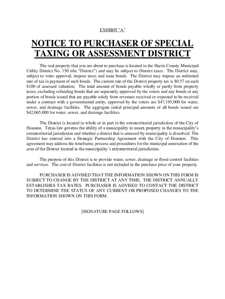 Fillable Online notice to purchaser of special - taxing or assessment ...