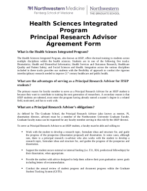 Principal Research Advisor Agreement Doc Template | pdfFiller