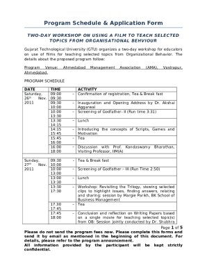 Program Schedule & Application - old gtu ac Doc Template | pdfFiller