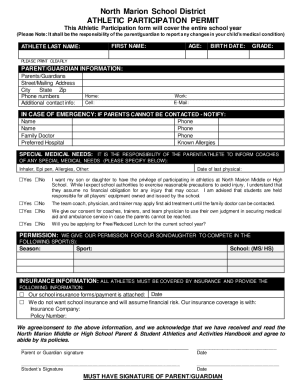 Fillable Online This Athletic Participation form will ... Fax Email ...