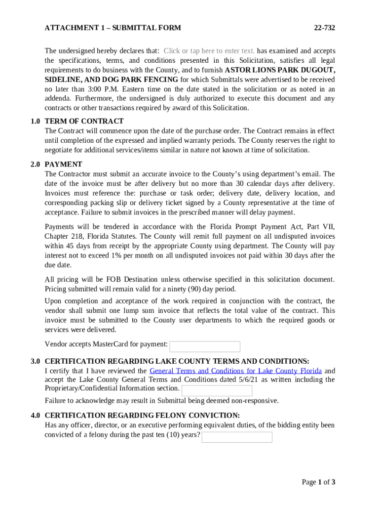 Details for Bid: 22-732 Doc Template | pdfFiller