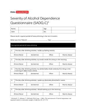 Fillable Online Severity of Alcohol Dependence Questionnaire (SADQ-C ...