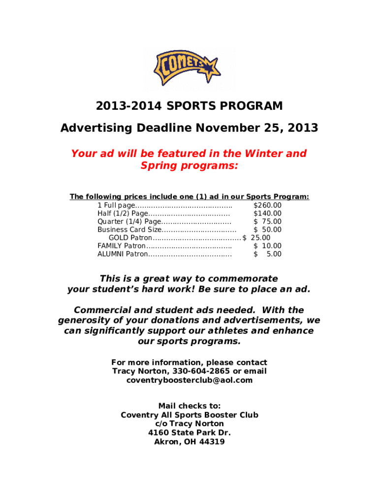 Program Online Order Doc Template | pdfFiller