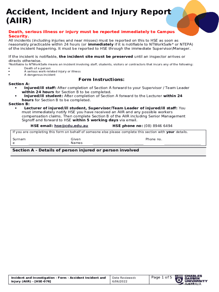 Incident and Investigation - IBR - - Accident Incident and Injury (AIIR) - HSE-076 Doc Template ...