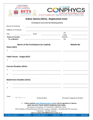 Fillable Online Indoor Girls & Boys Registration Form Fax Email Print ...