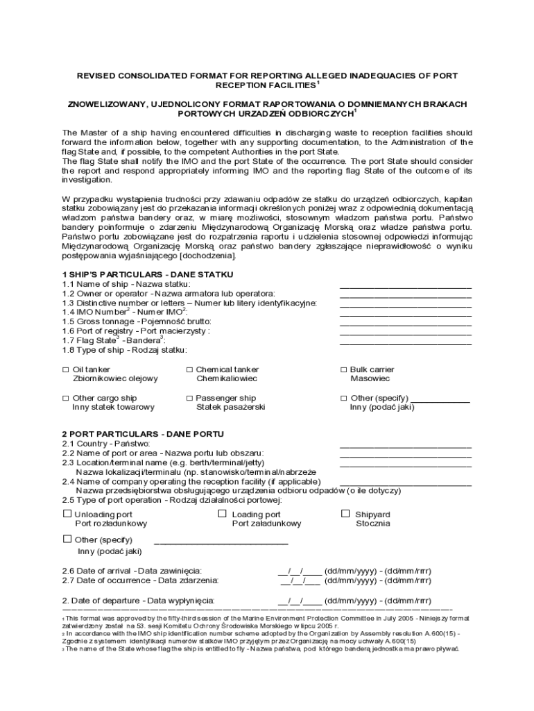 Fillable Online Format for Reporting Alleged Inadequacies of Port ... Fax Email Print - pdfFiller
