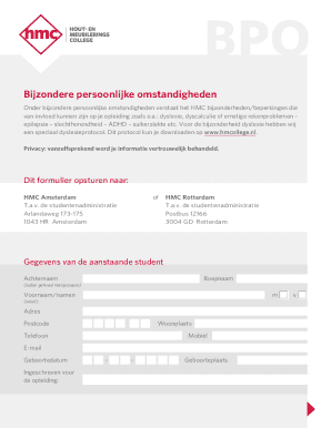 Invulbaar Online Formulier bijzondere persoonlijk omstandigheden en ...