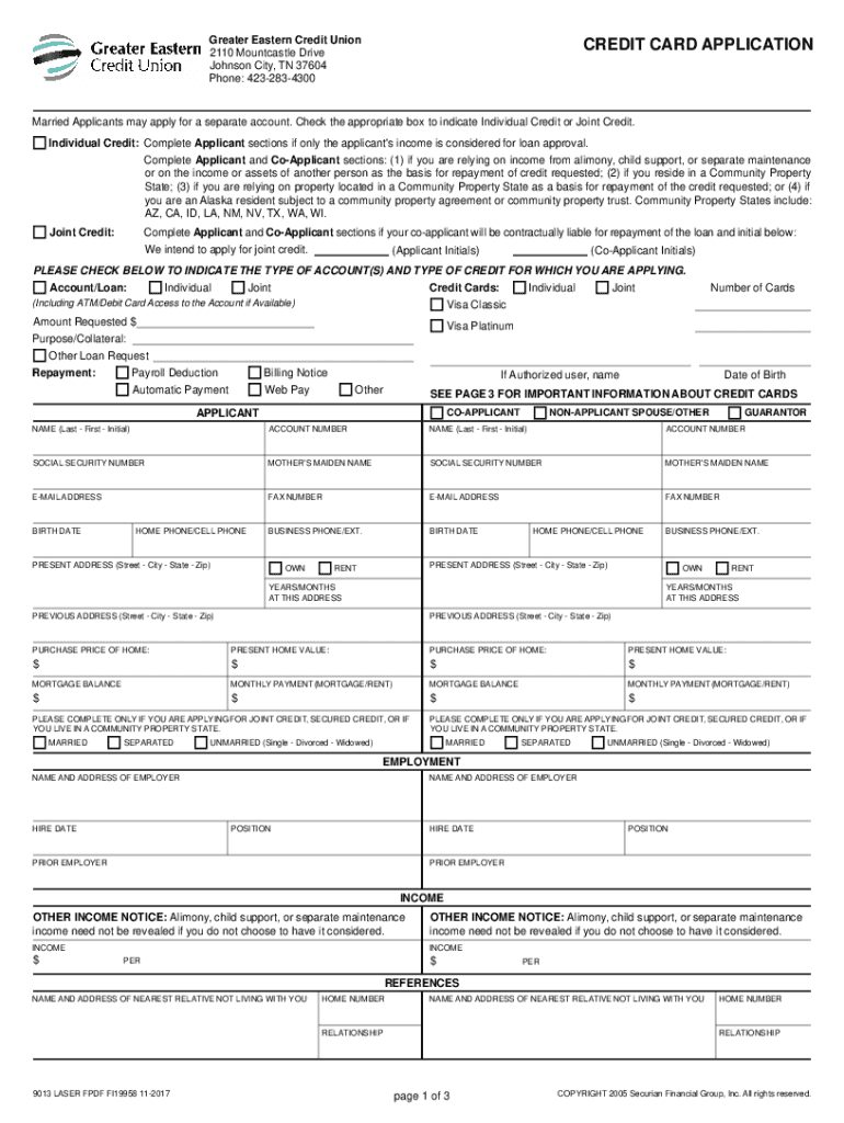 Fillable Online Greater Eastern Credit Union - Johnson City Fax Email ...