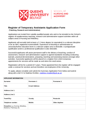 Register of Temporary Assistants Application Doc Template | pdfFiller
