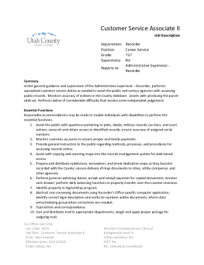 Fillable Online Customer Service Associate Job Description Template Fax ...