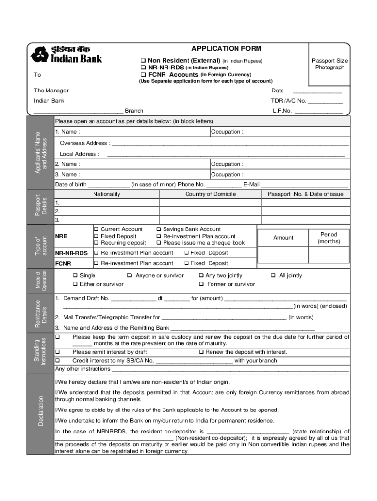 Fillable Online Application Form(Non Resident External/NR-NR-RDS ...